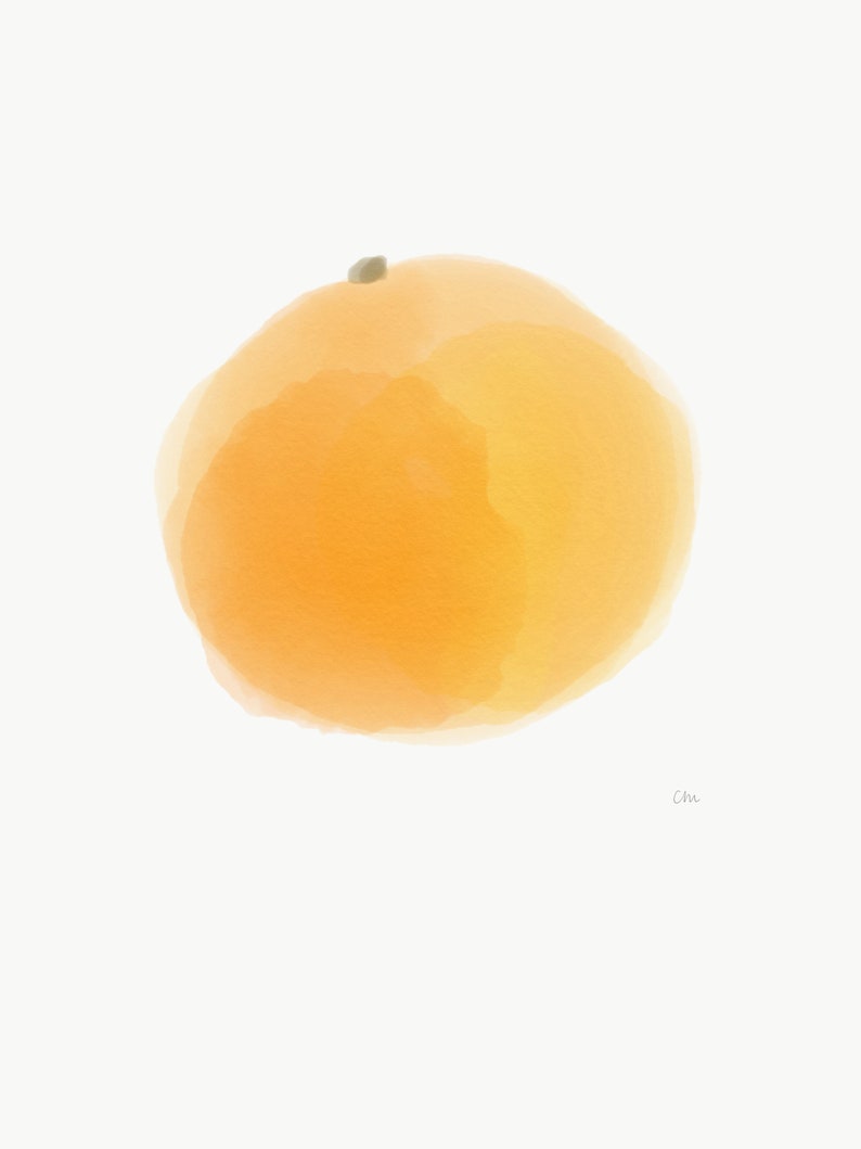 Orange Fruit Watercolor | Minimal Printable Wall Art | Printable Modern ...