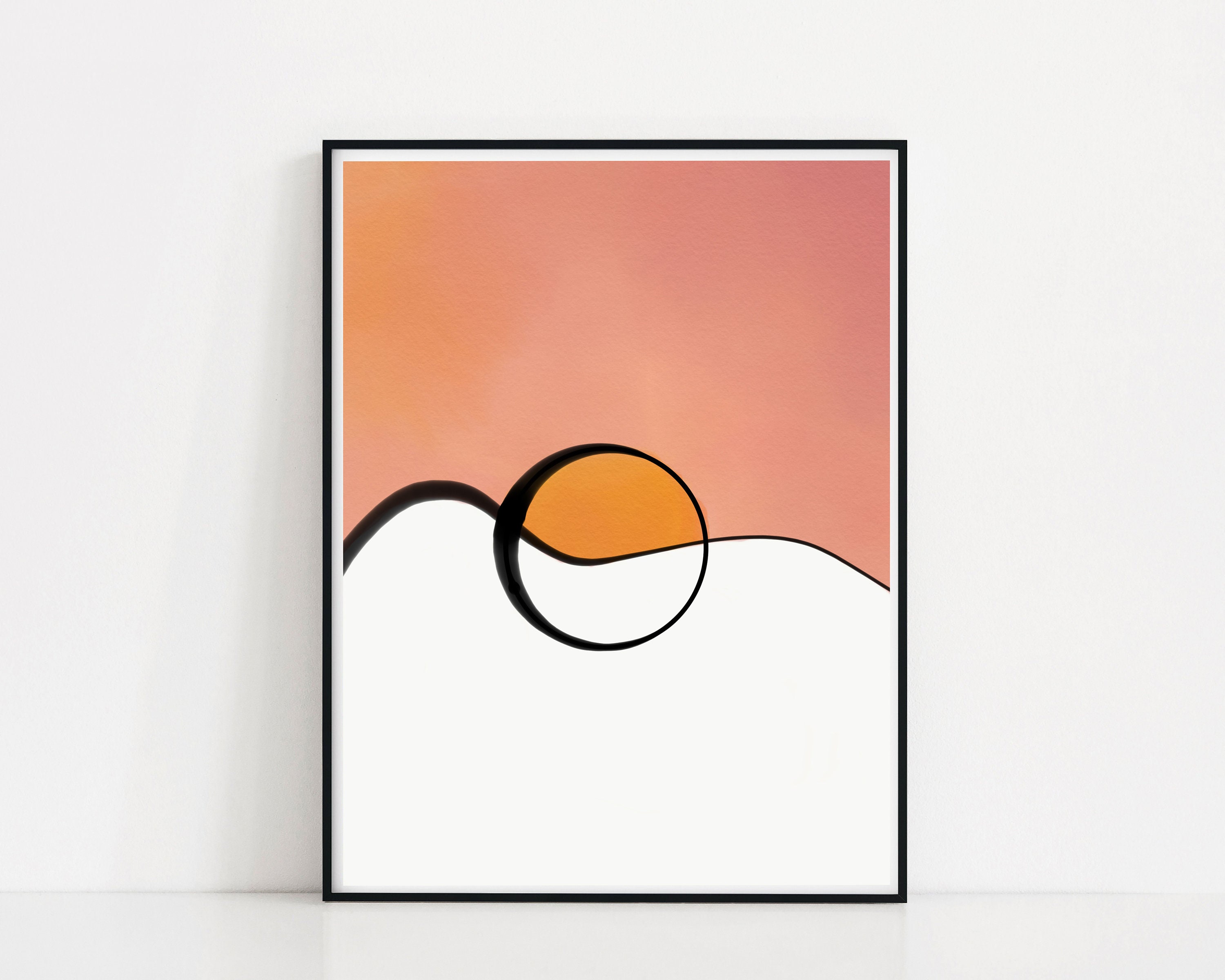 Printable Wall Art | Sunset Watercolor | Pink Orange Sunset | Digital ...