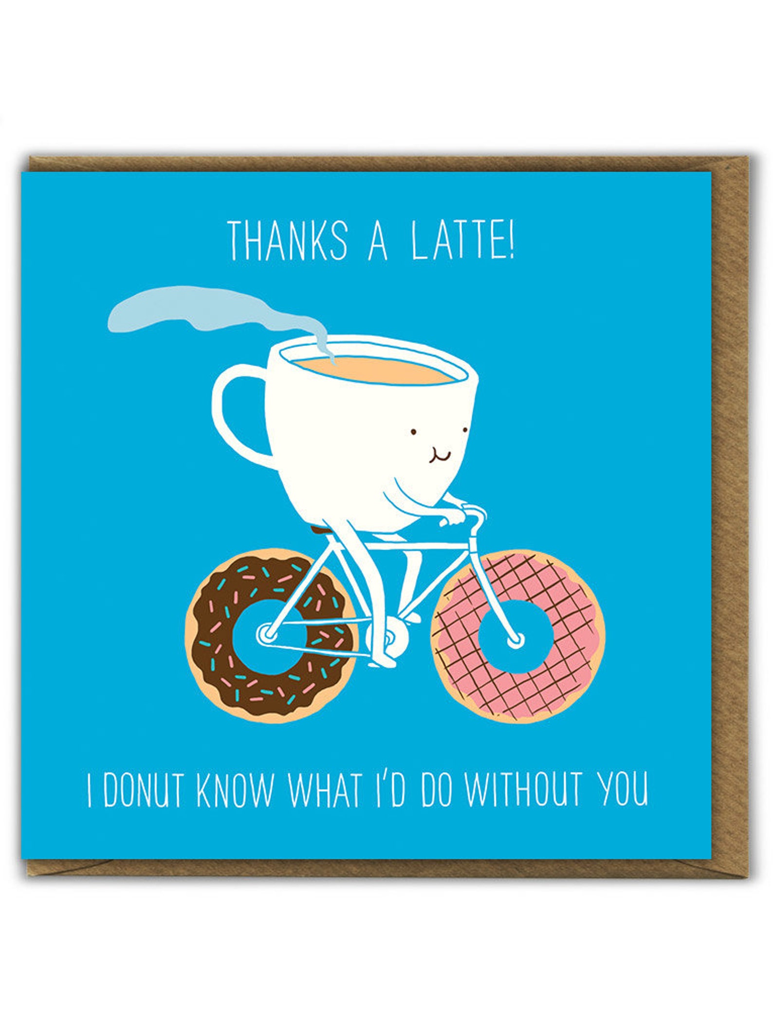 Fun Coffee & Doughnuts Thank You Greetings Card funny humour | Etsy
