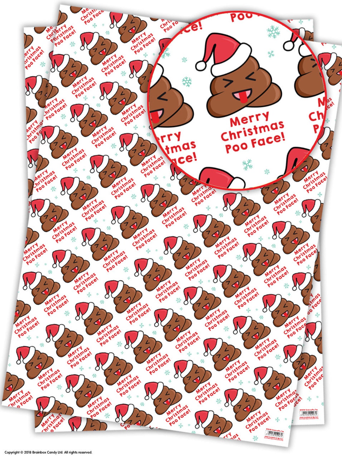 Funny Rude Cute Poo Face Christmas Gift Wrap for Him Her or - Etsy