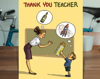 Funny Thank You Teacher Card Teacher Gifts End of School - Etsy
