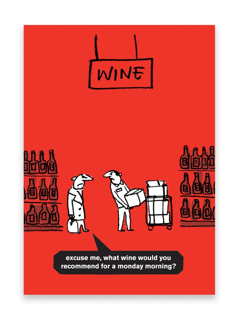 Monday Morning Wine Poster by Modern Toss Funny Prints for - Etsy UK