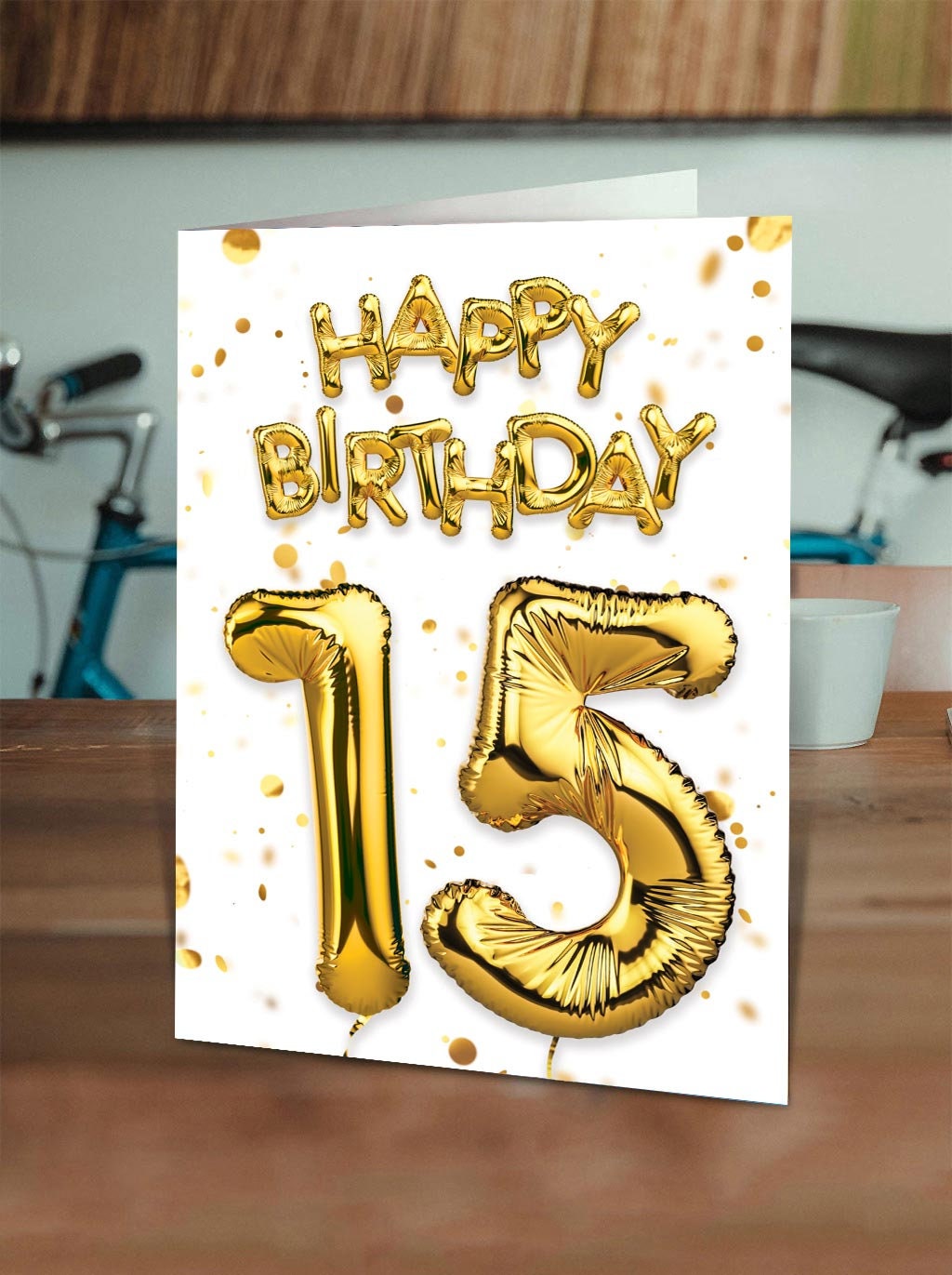 15th Birthday Gold Balloon Card for Him Her Boy Girl Son - Etsy