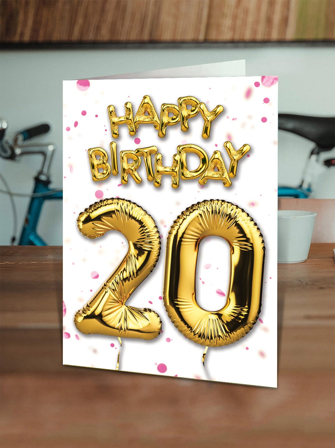 20th Birthday Gold Balloon Card for Her Girl Daughter Niece Friend Mate ...