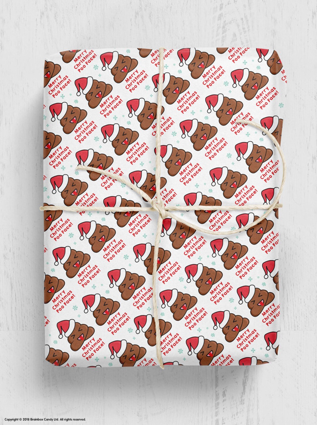 Funny Rude Cute Poo Face Christmas Gift Wrap for Him Her or Anyone With ...
