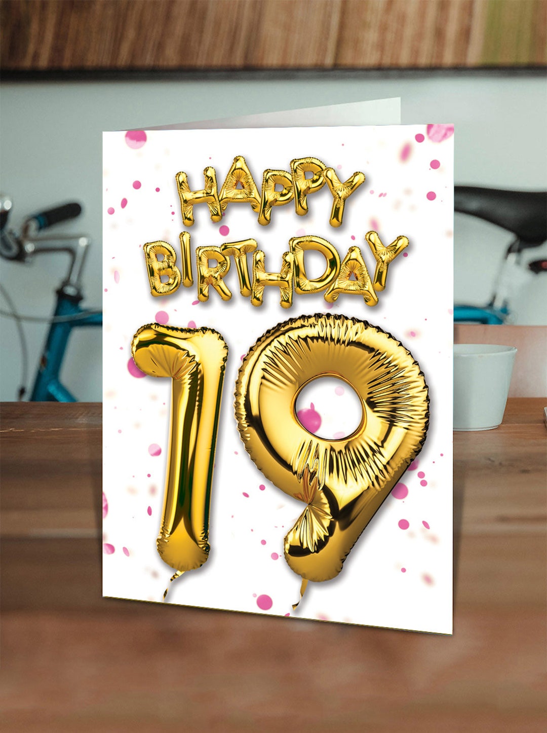 19th Birthday Gold Balloon Card for Her Girl Daughter - Etsy