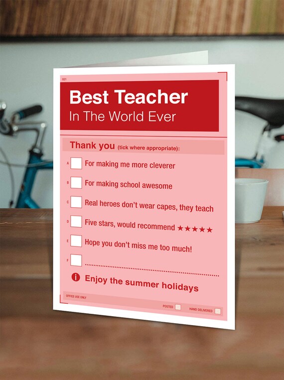 Funny Teacher Cards Thank You Teacher Cards Best Teacher - Etsy