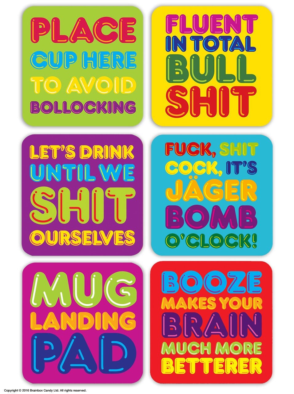 Rude Coaster Set 6 Pack Funny Offensive Coasters for Him - Etsy