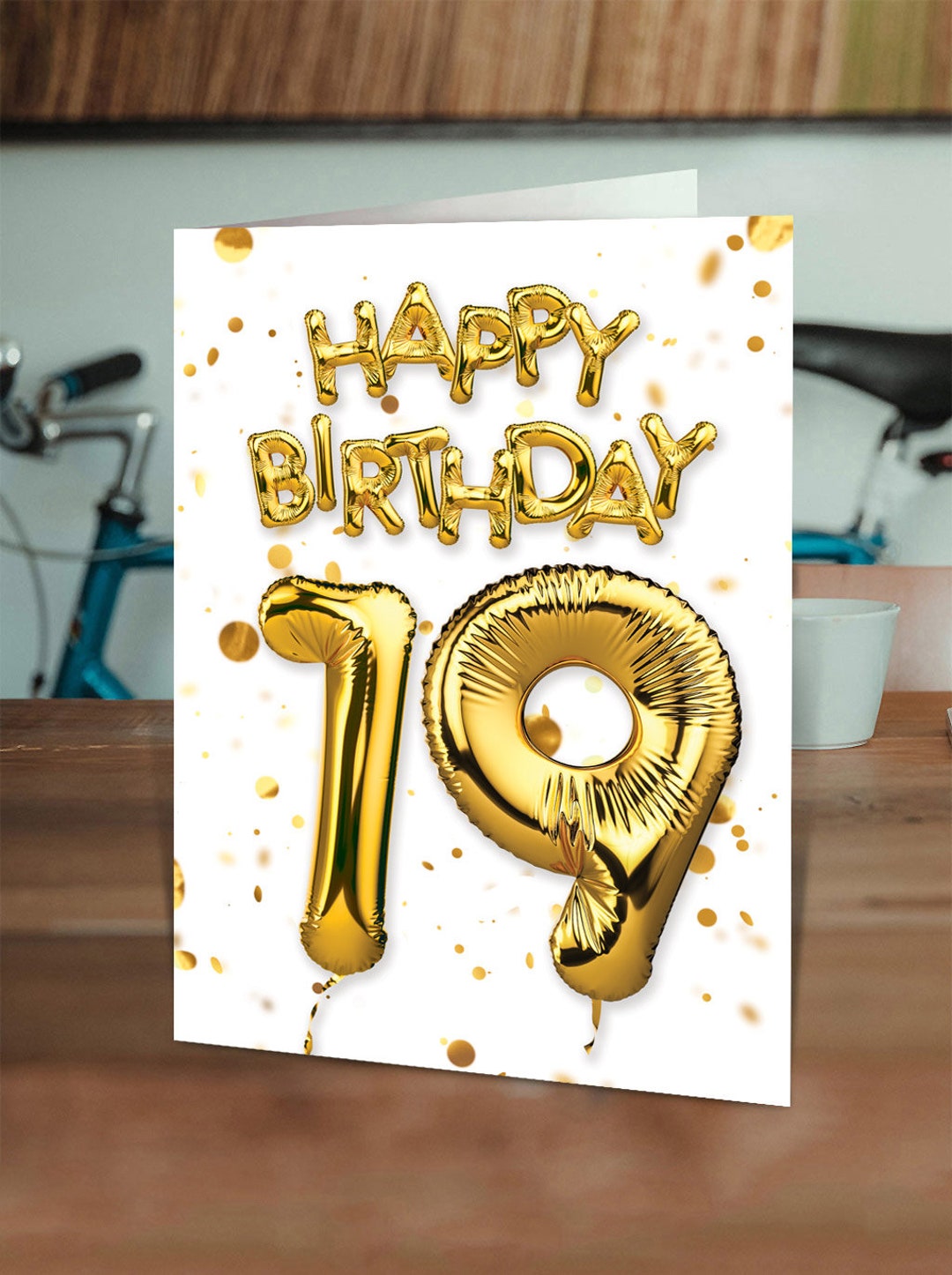 19th Birthday Gold Balloon Card for Him Her Girl Boy Son Daughter Niece ...