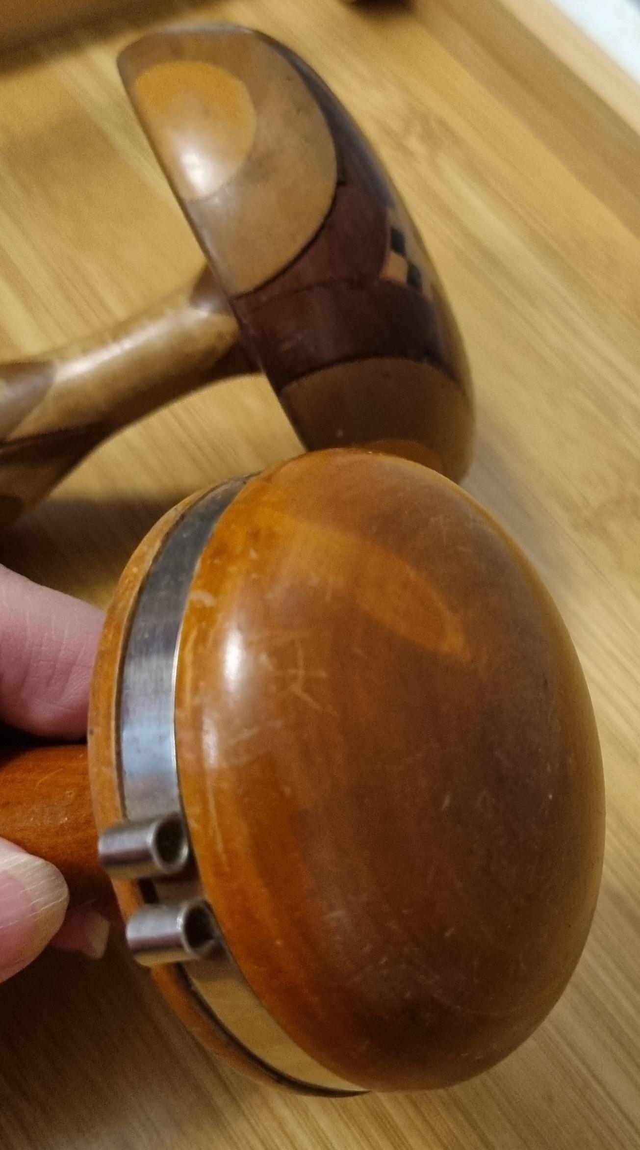 2x Antique Wooden Darning Mushroom, Tunbridge Ware, Turned Wood ...