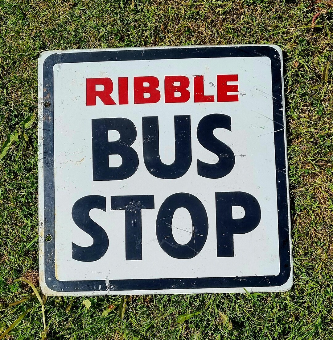 Vintage Enamel Ribble Bus Stop Sign Double Sided Transport Original 30 ...