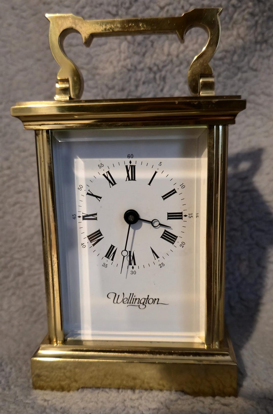 Antique Wellington Carriage Clock 8 Day Faceted Glass Panels English ...