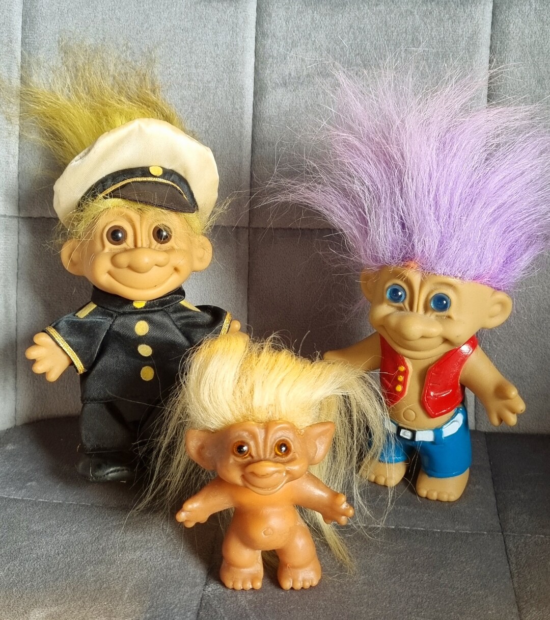 Vintage Troll X3 1980s Russ Troll Doll, C1980s Navy Captain, Punk Etc ...