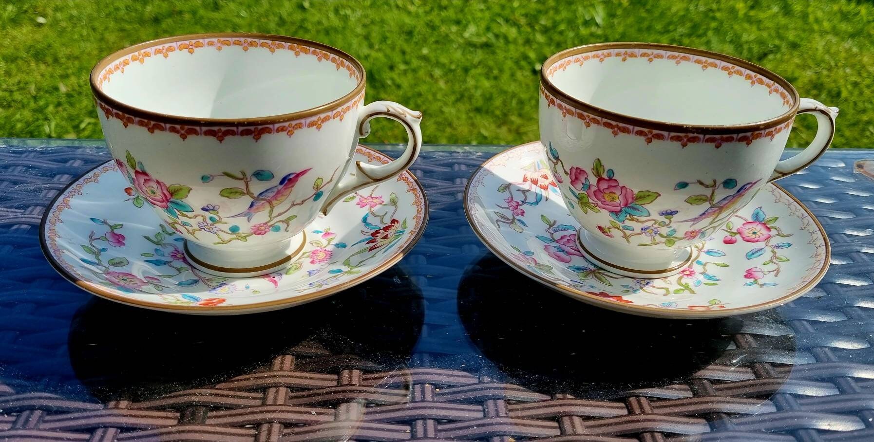 2x Pretty Vintage Coalport Oversize Tea Cup & Saucer Pembroke 6316 ...