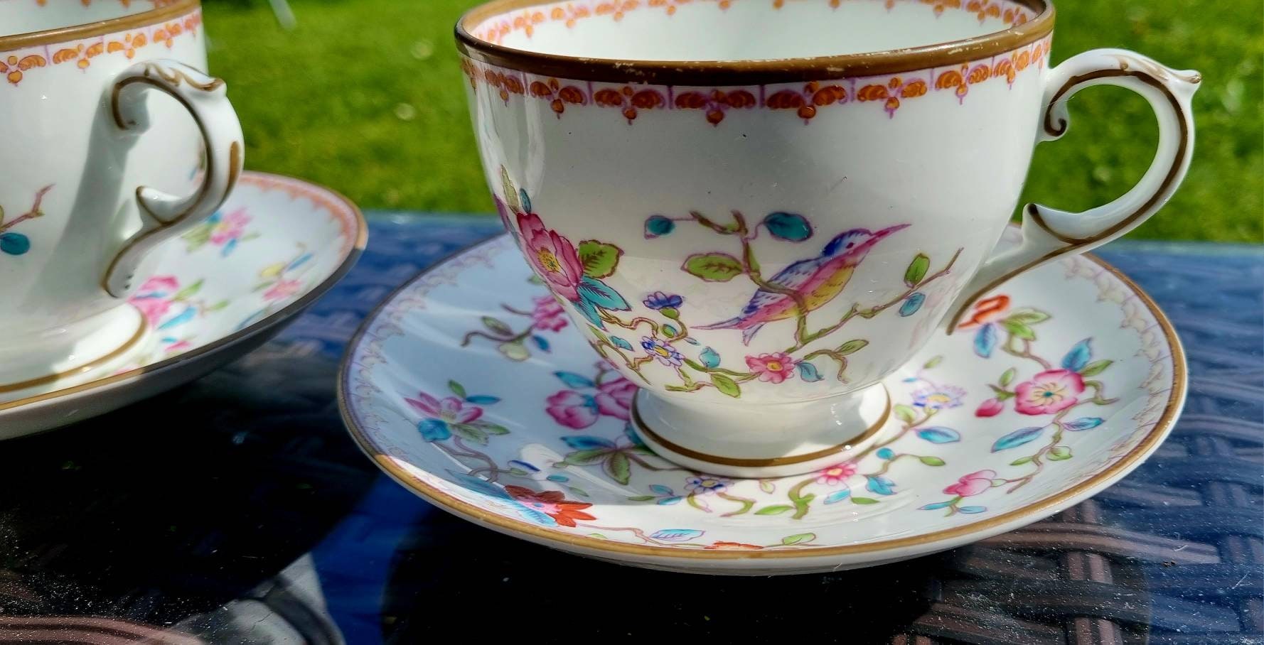 2x Pretty Vintage Coalport Oversize Tea Cup & Saucer Pembroke 6316 ...