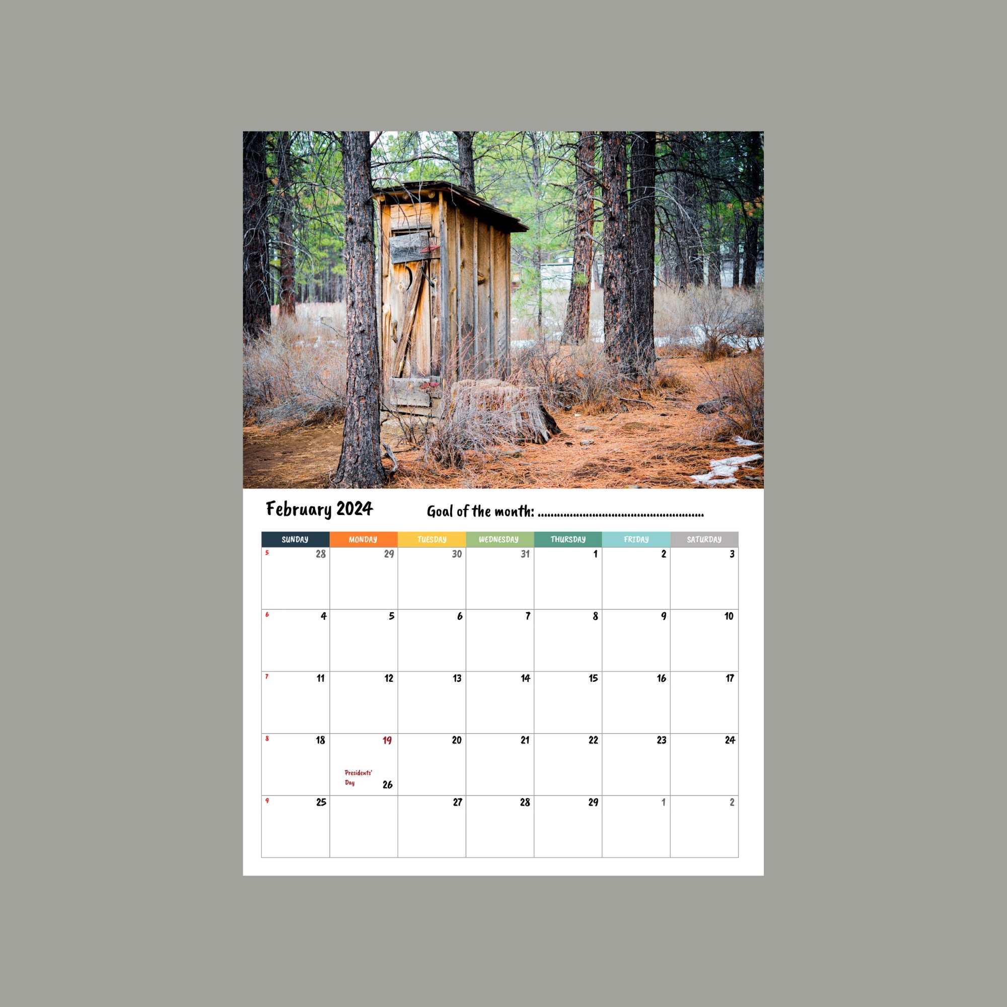 Outhouse Wall Calendar 2024 - Etsy