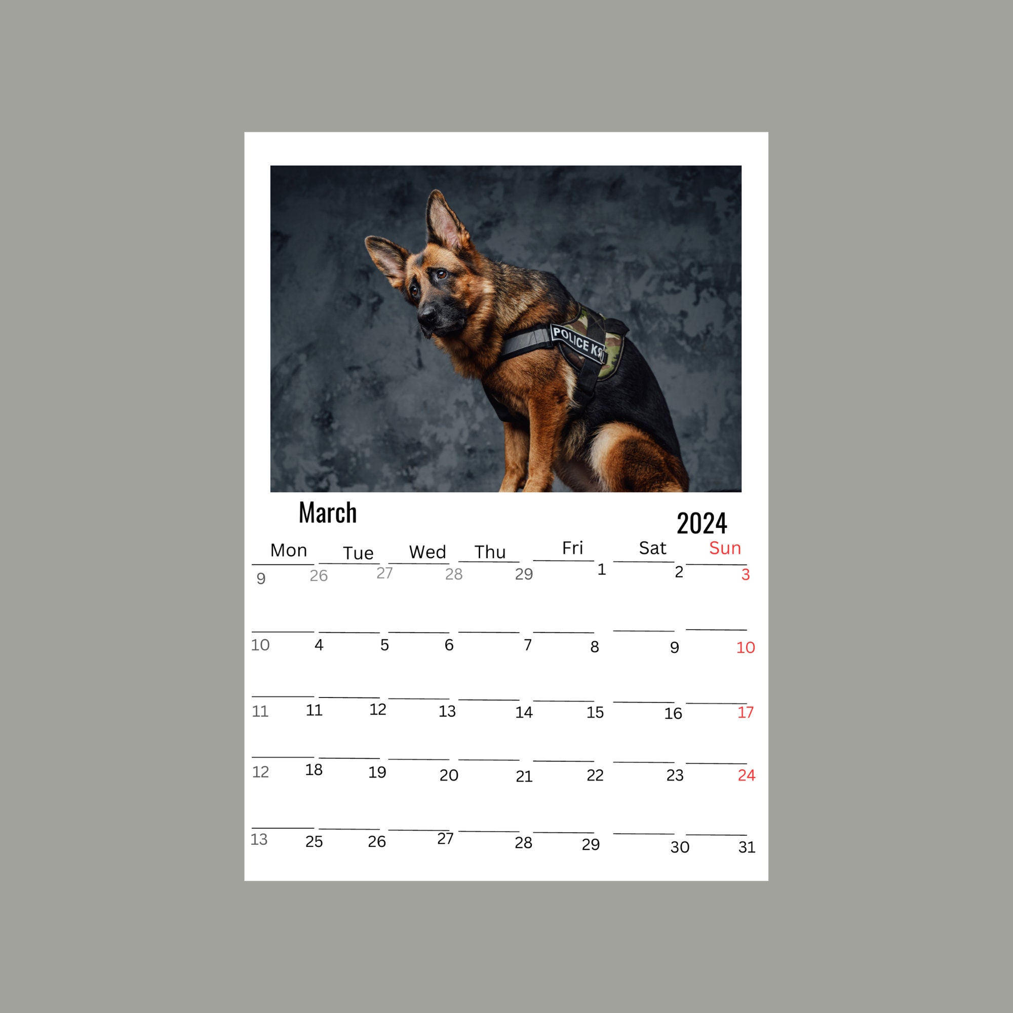 Police Officer Wall Calendar 2024 - Etsy