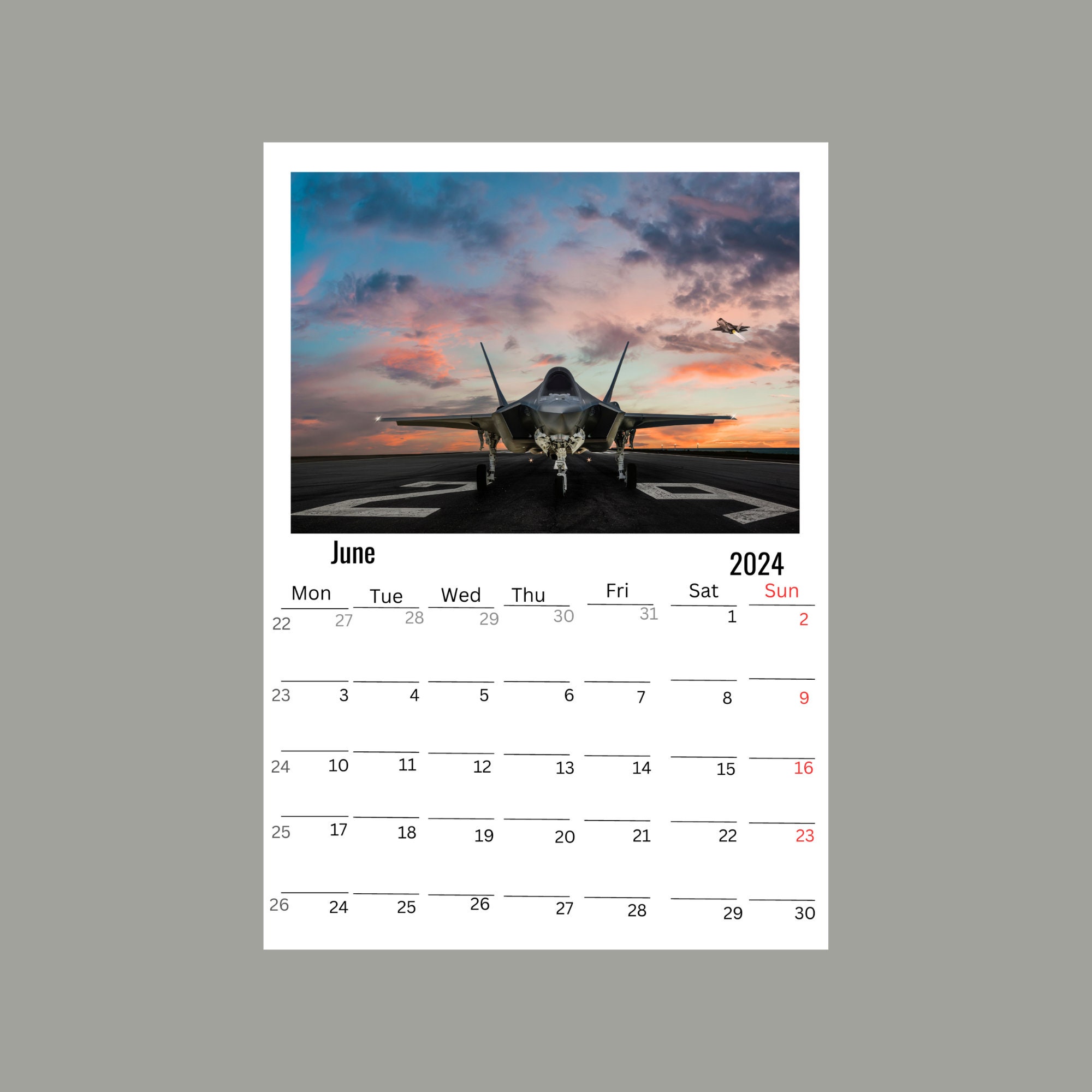 Fighter Jet Wall Calendar 2024 - Etsy