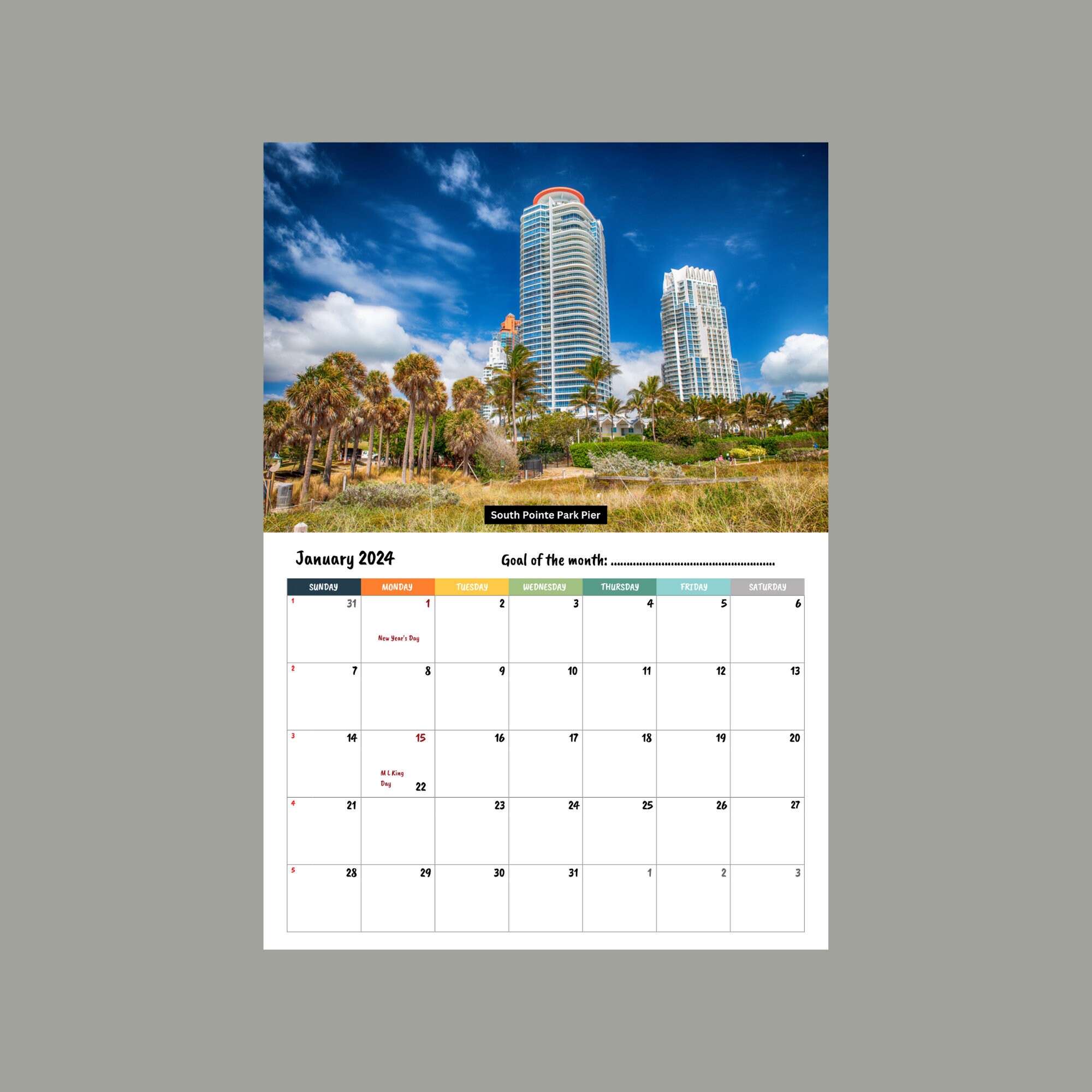 Miami Wall Calendar 2024 - Etsy