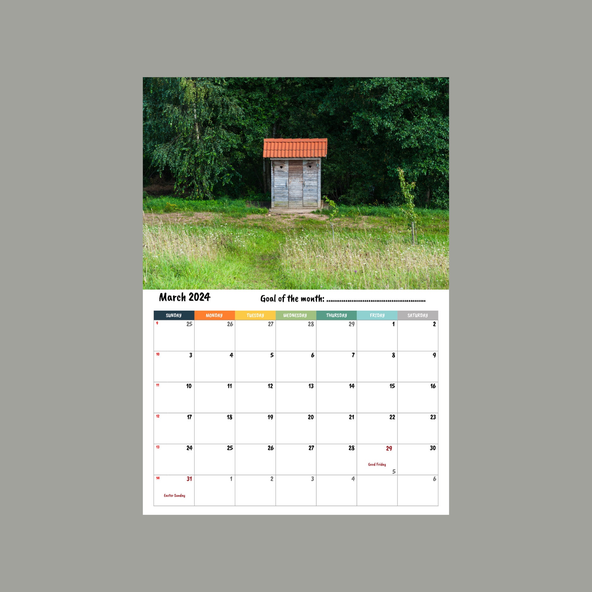Outhouse Wall Calendar 2024 - Etsy