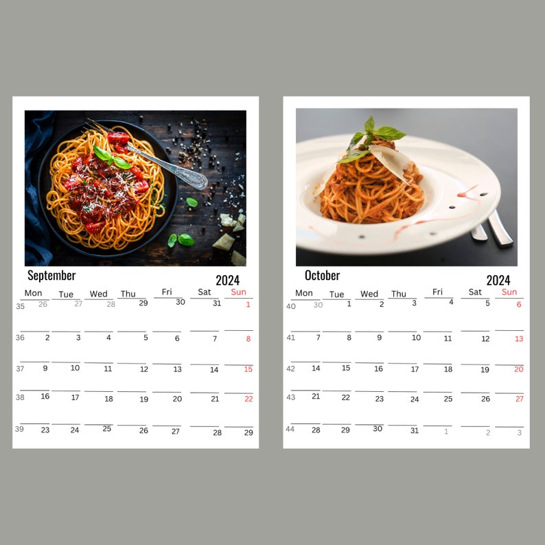 Spaghetti Wall Calendar 2024 - Etsy