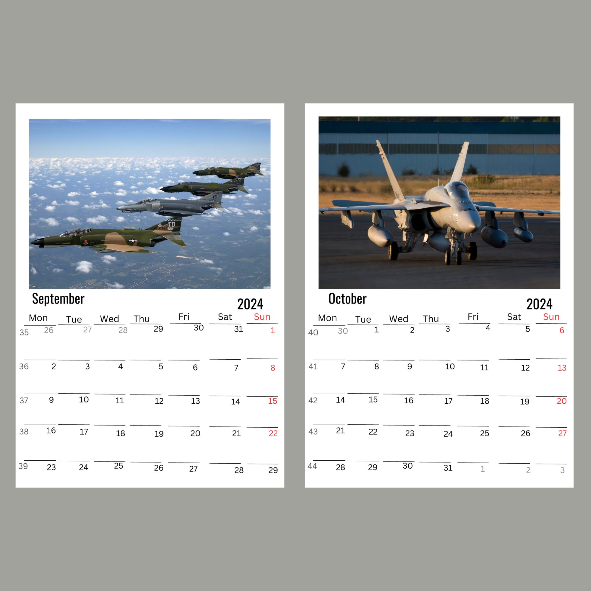 Fighter Jet Wall Calendar 2024 - Etsy