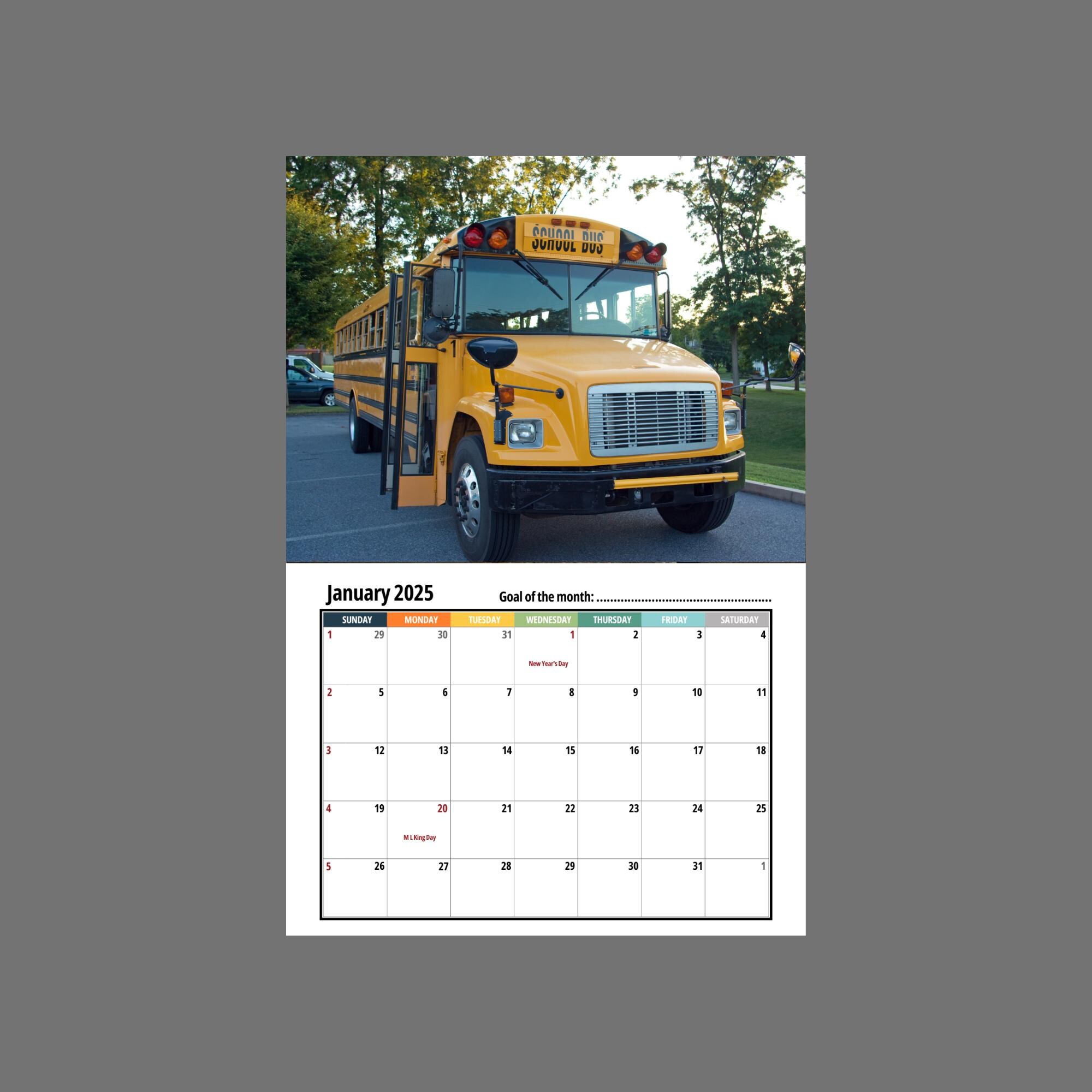 School Bus Wall Calendar 2025 - Etsy