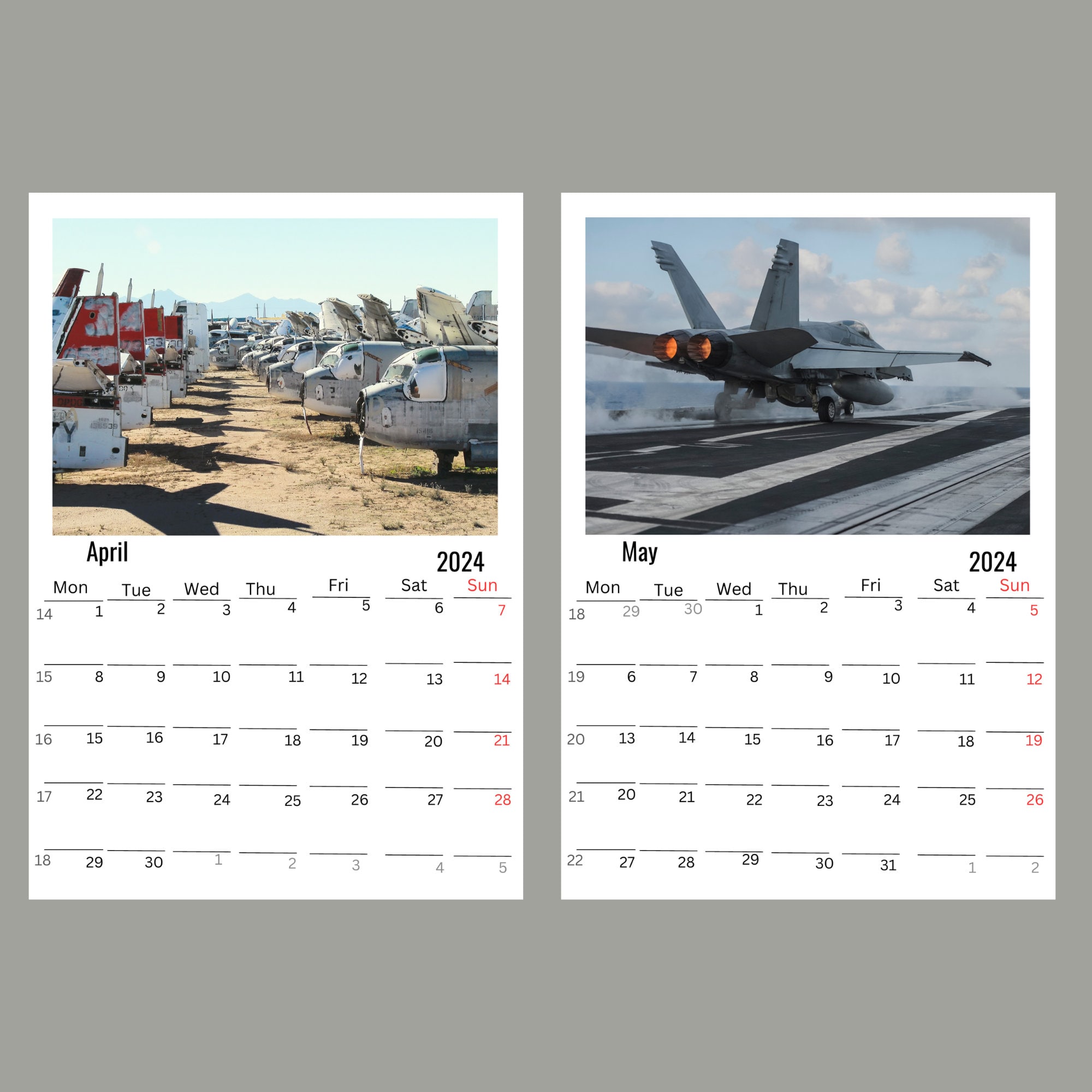 Military Aircraft Wall Calendar 2024 - Etsy
