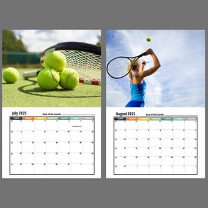 Tennis Wall Calendar 2025 - Etsy
