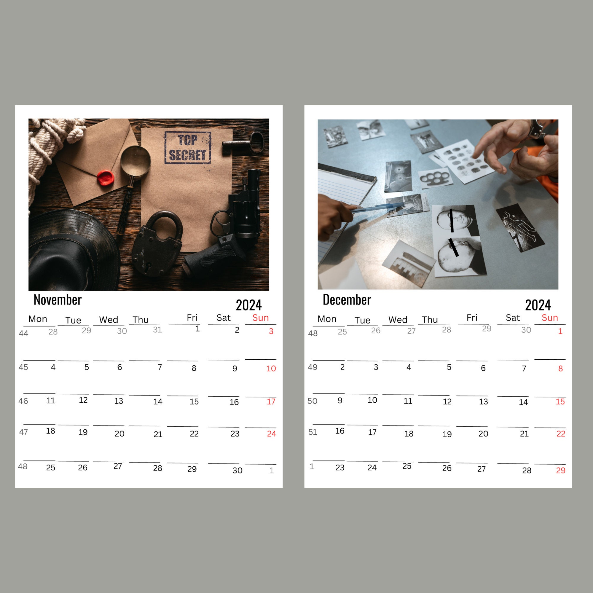 Detective Wall Calendar 2024 - Etsy