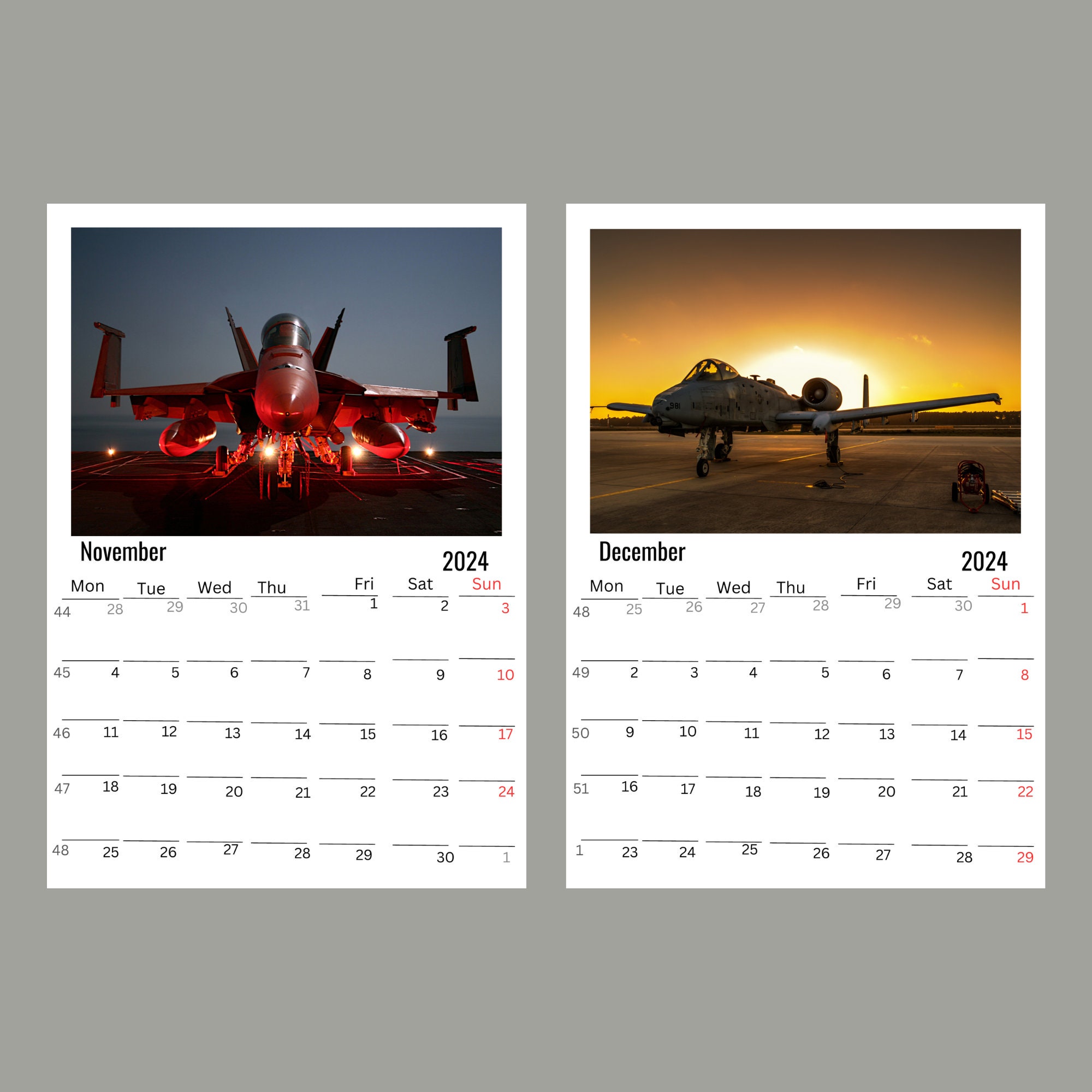 Military Aircraft Wall Calendar 2024 - Etsy