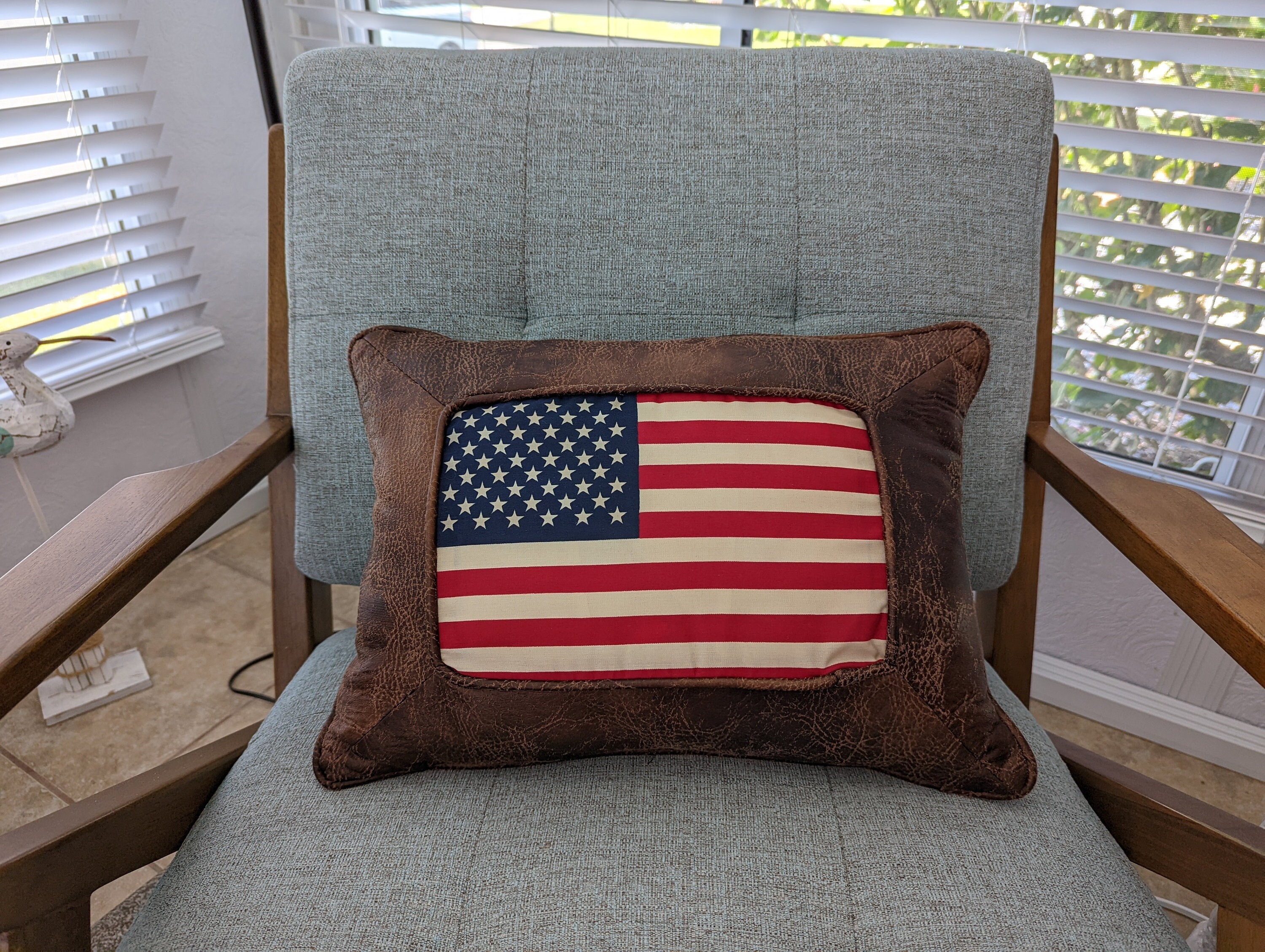 Stars and Stripes American Flag Decorative Pillow - 15"x20" Brown Soft ...