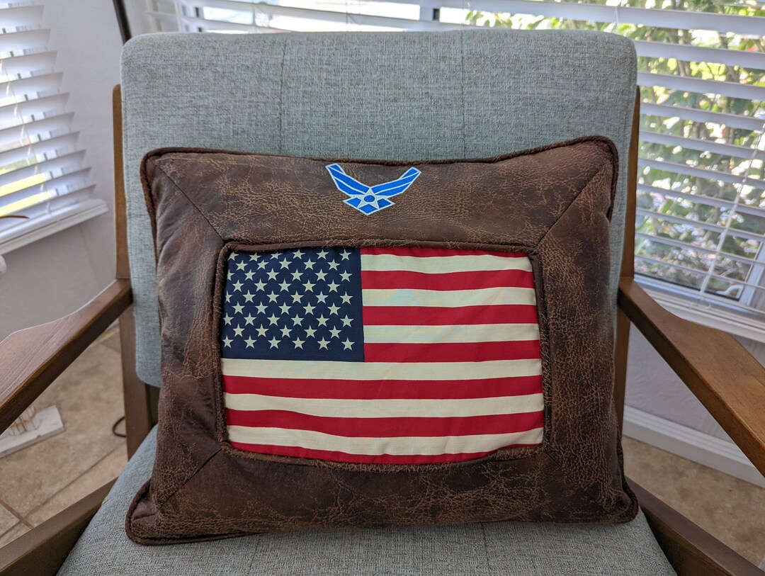 American Flag Pillow, Custom Embroidered Military Emblem - 18x20 ...