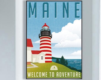 Maine Travel Poster - Etsy