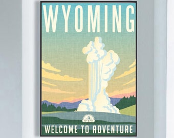 Vintage Wyoming Poster - Etsy