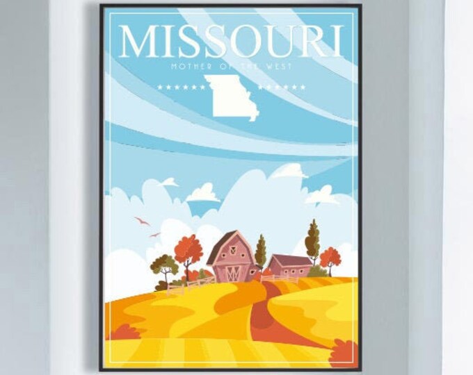Missouri Travel Poster, Ozark Mountains Poster, Missouri Vintage Poster ...