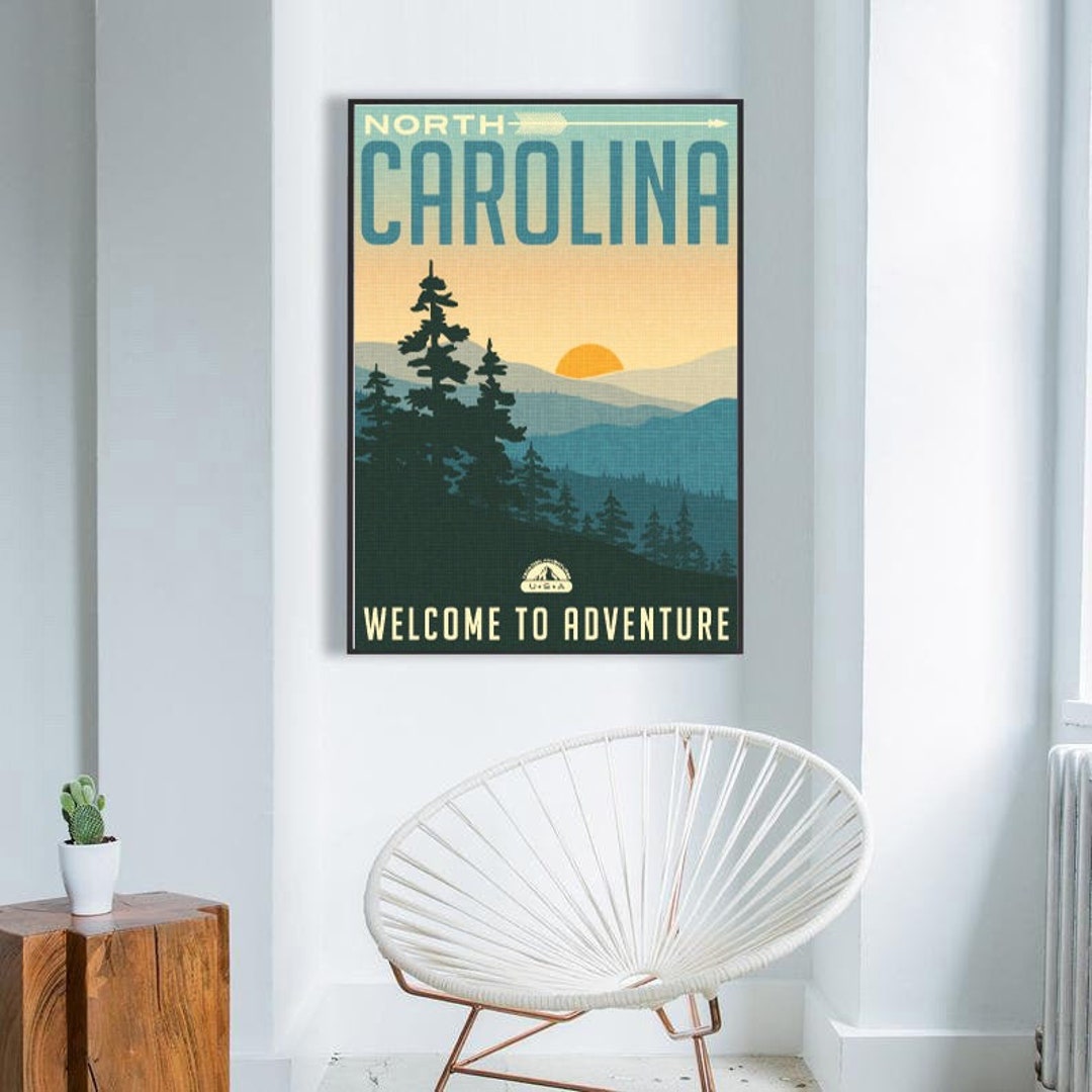 North Carolina Poster Print, Carolina Travel Poster, Carolina Wall ...