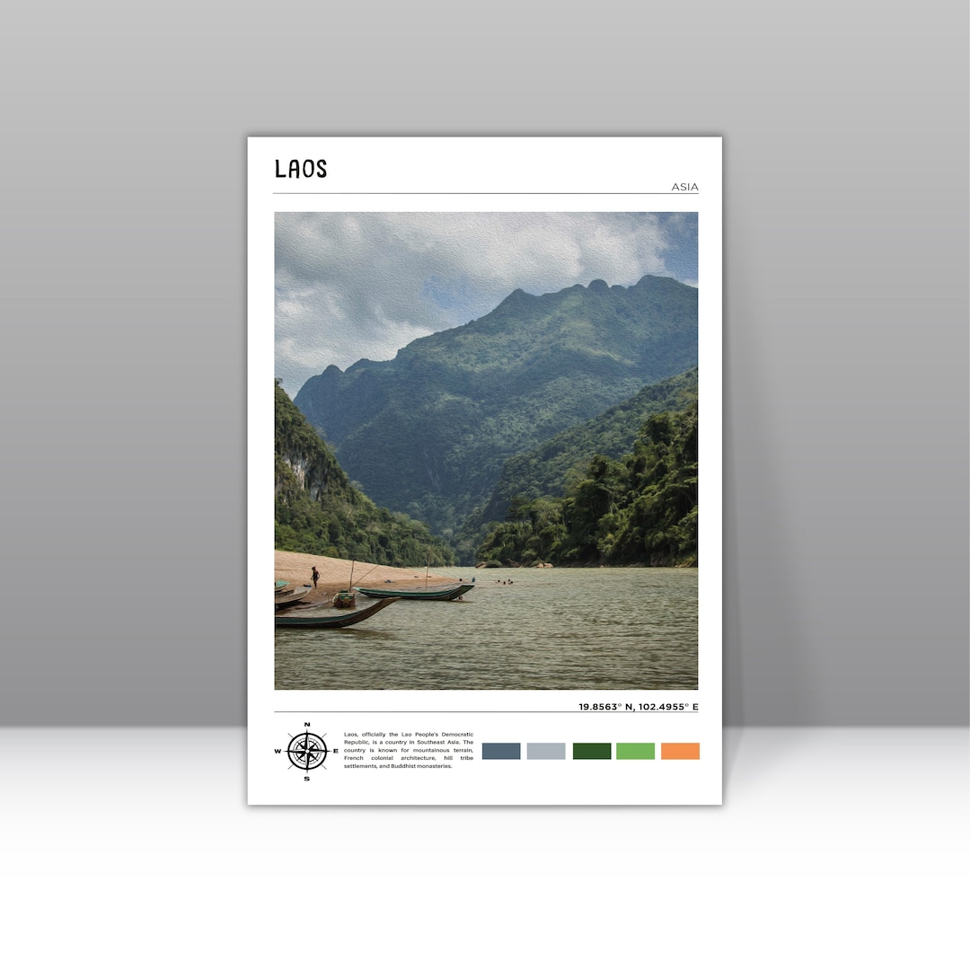 Laos Digital Download, Laos Poster Print, Laos Poster, Laos Print, Laos ...