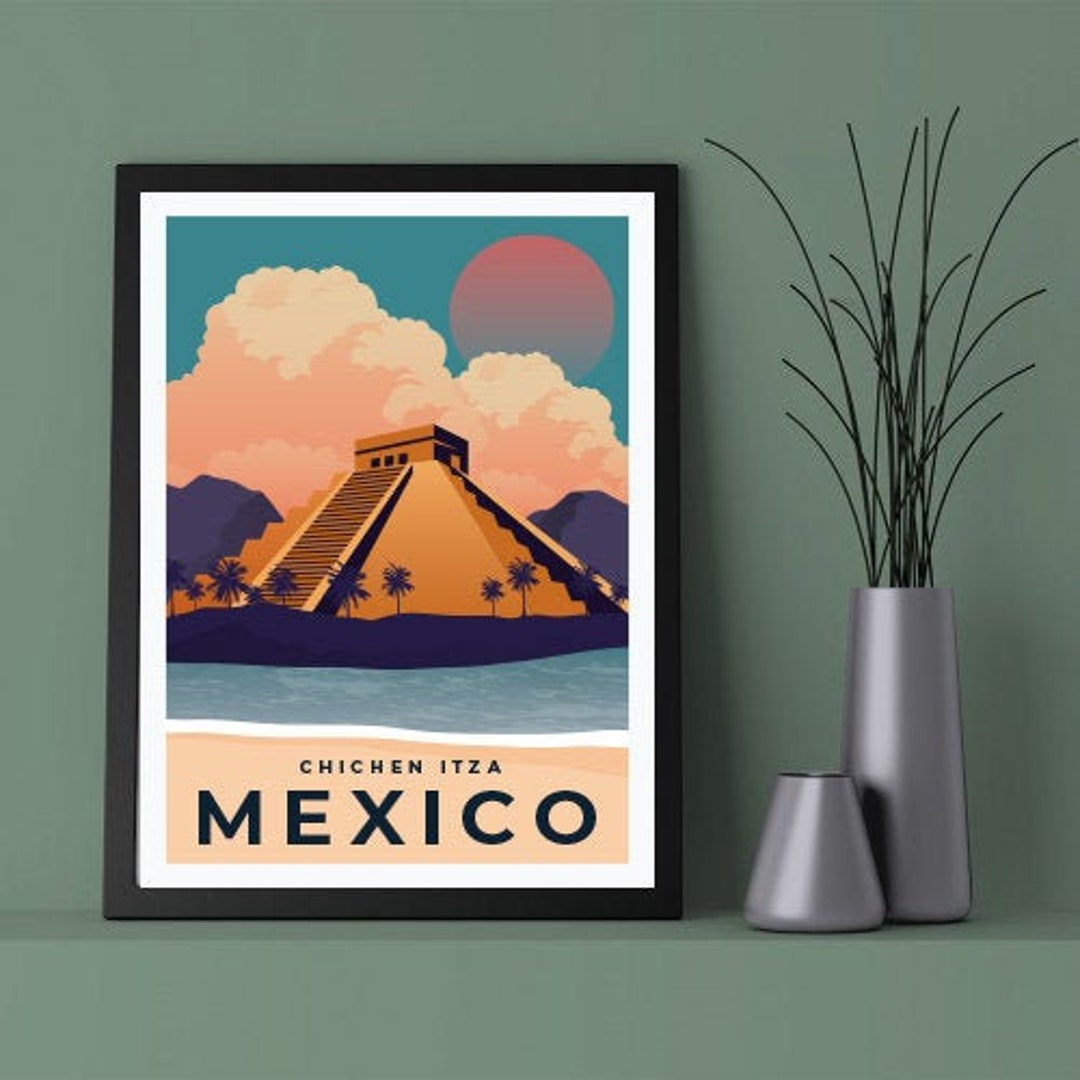Mexico Poster Print, Mexico Travel Poster, Chichen Itza Poster Print ...