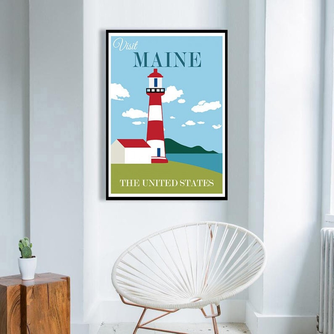 Maine Poster Print, Maine Travel Poster, Maine Print, Maine Poster ...