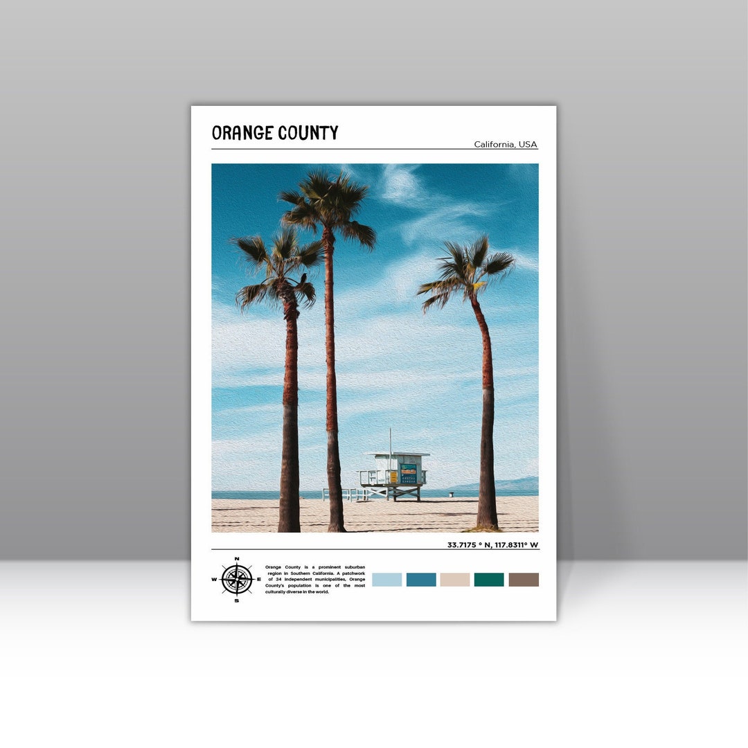 Orange County Digital Download, Orange County Poster Print, Orange ...
