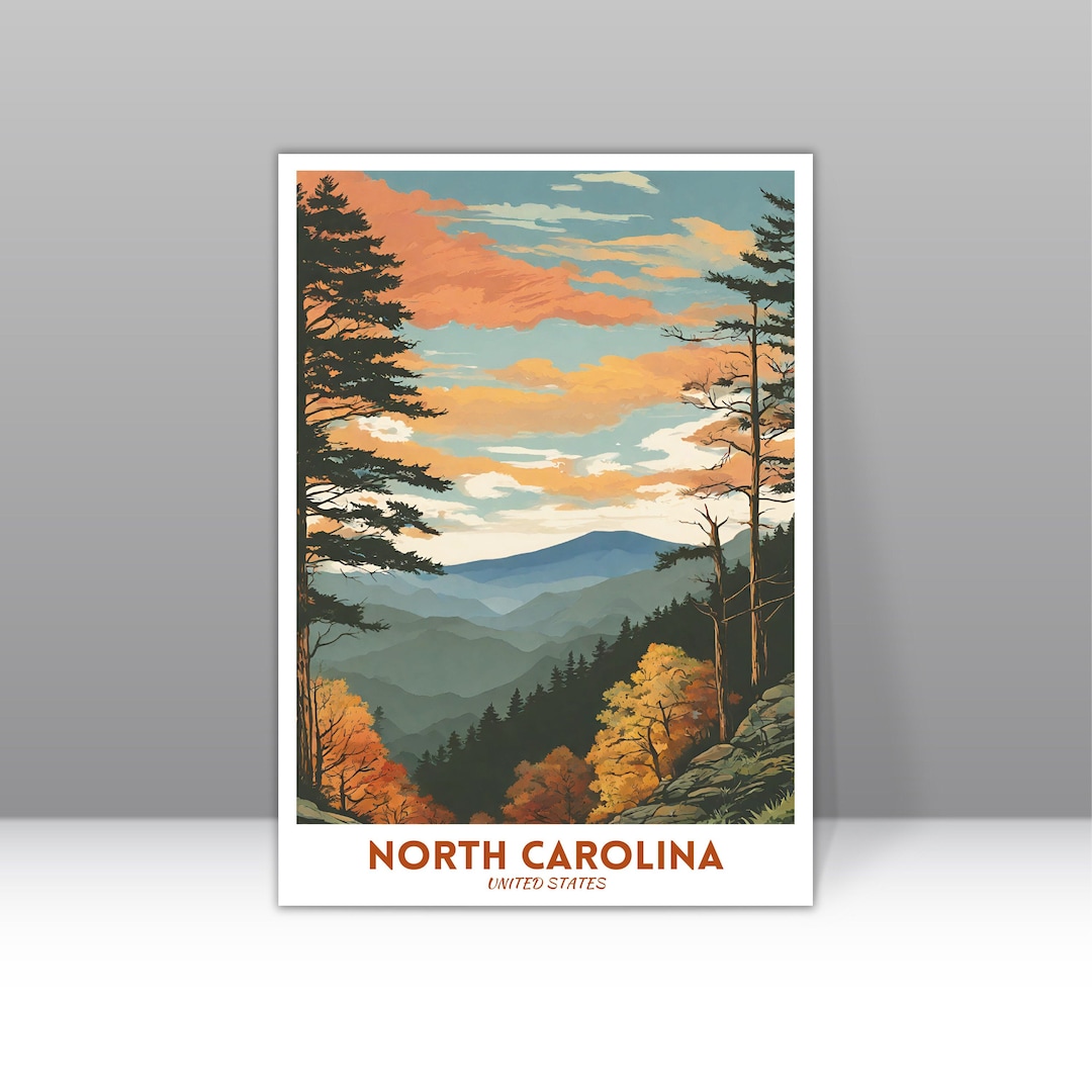 North Carolina Digital Download, North Carolina Poster Print, North ...