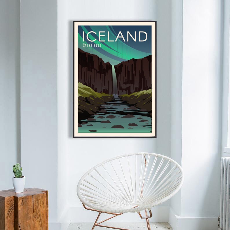Iceland Poster Vintage Travel Poster Travel Art Retro - Etsy
