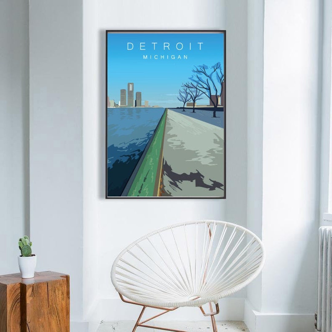 Detroit Poster Print Detroit Travel Poster Detroit Print - Etsy