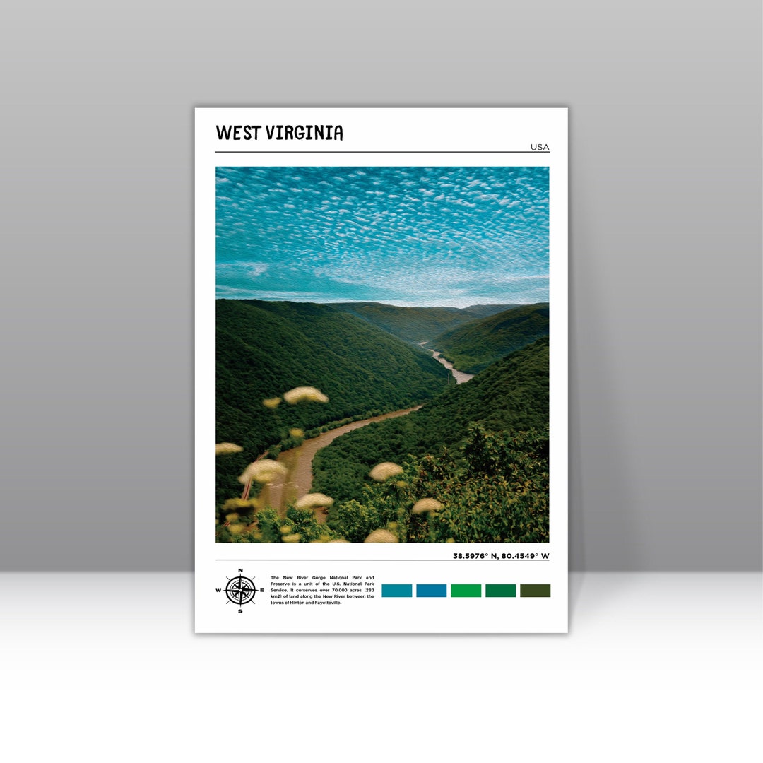 West Virginia Digital Download, West Virginia Poster Print, West ...