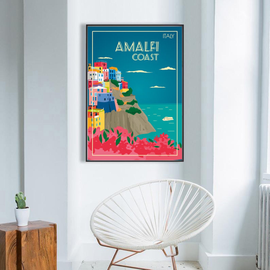 Amalfi Coast Poster Print, Amalfi Coast Travel Poster, Italy Print, Italy Poster,italy Wall ...