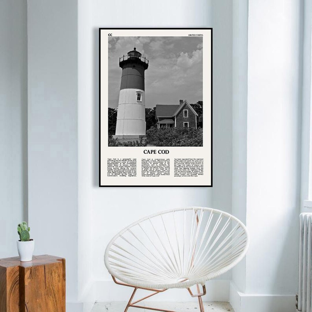 Cape Cod Print Black and White Downtown, Cape Cod Wall Art, Cape Cod ...