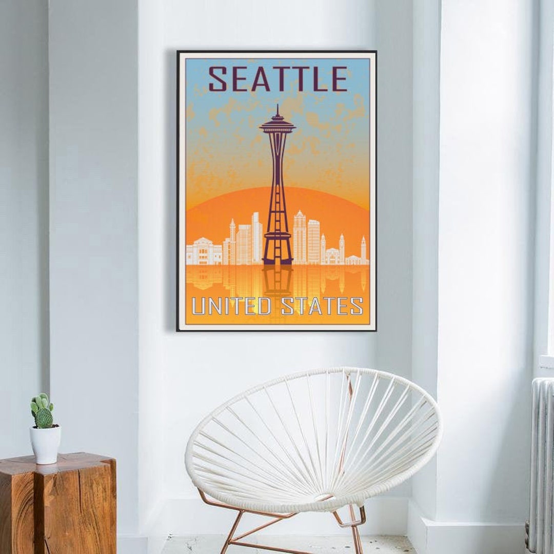 Seattle Poster Print, Seattle Travel Poster, Seattle Canvas Print ...