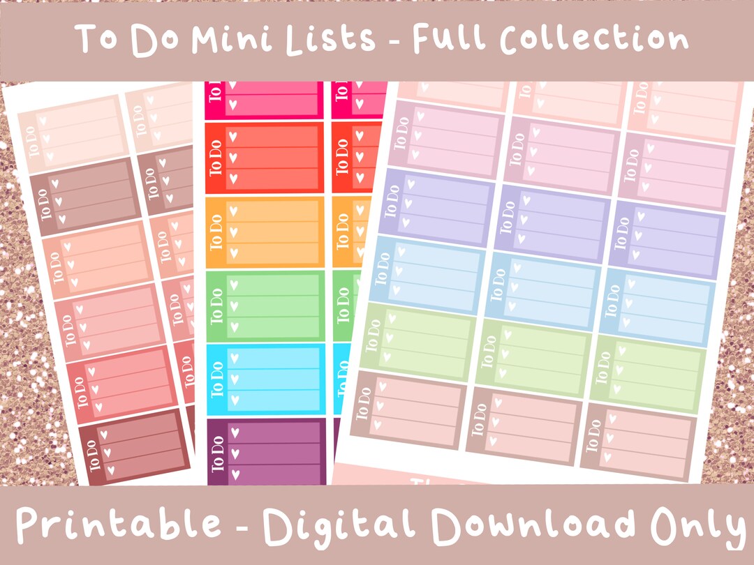 PRINTABLE to Do Mini Lists Full Collection Functional - Etsy
