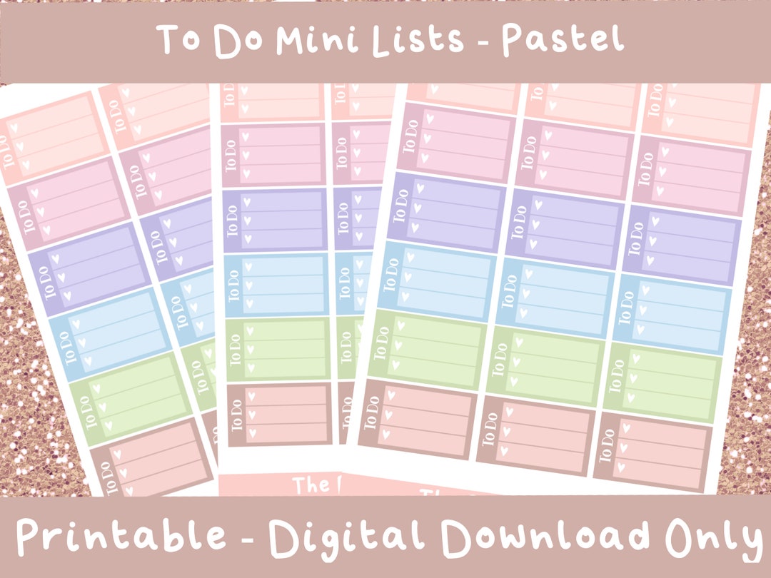 PRINTABLE to Do Mini Lists Pastel Functional Printable for - Etsy